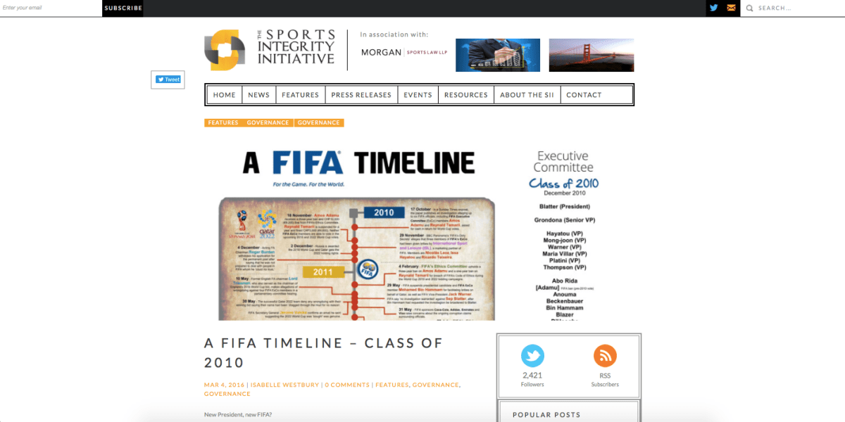 Sports Integrity Initiative: A FIFA Timeline – Class of 2010 – Isabelle ...
